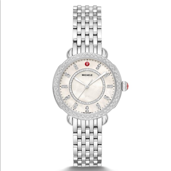 Michele | Jewelry | Michele Silver Diamond Watch | Poshmark